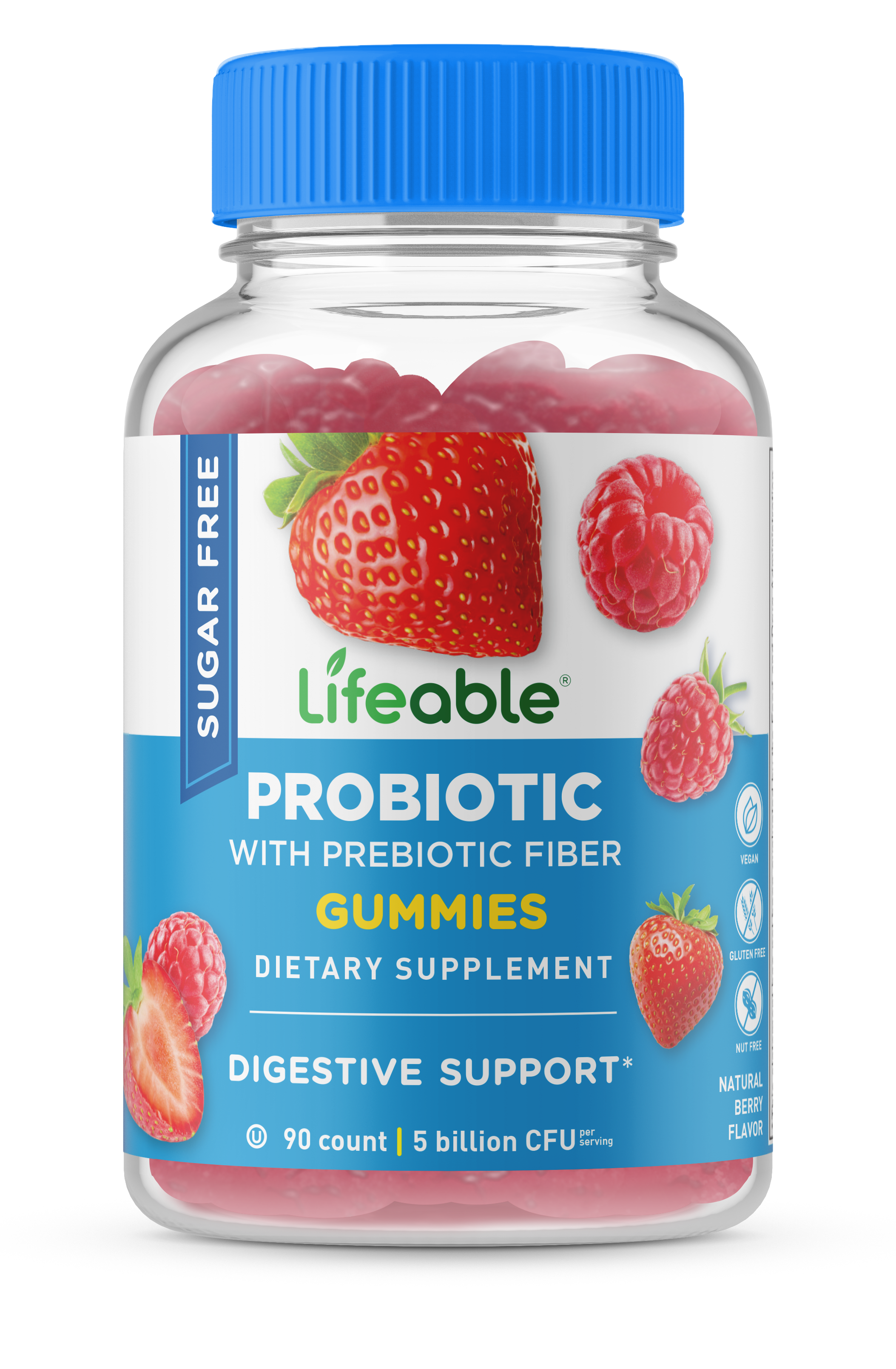 Lifeable Sugar Free Probiotics with Prebiotics Fiber for Kids 90 Gummi